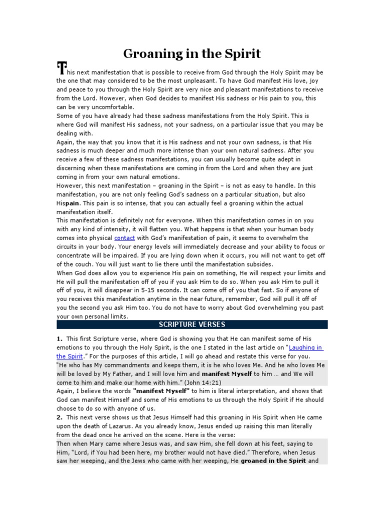 Understanding Groaning in the Spirit | PDF | Pain | Religion And Belief