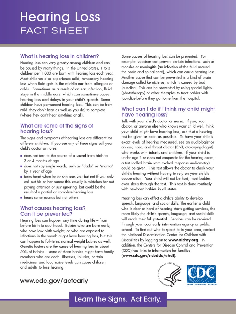 Hearinglossfactsheet | PDF | Medicine | Clinical Medicine