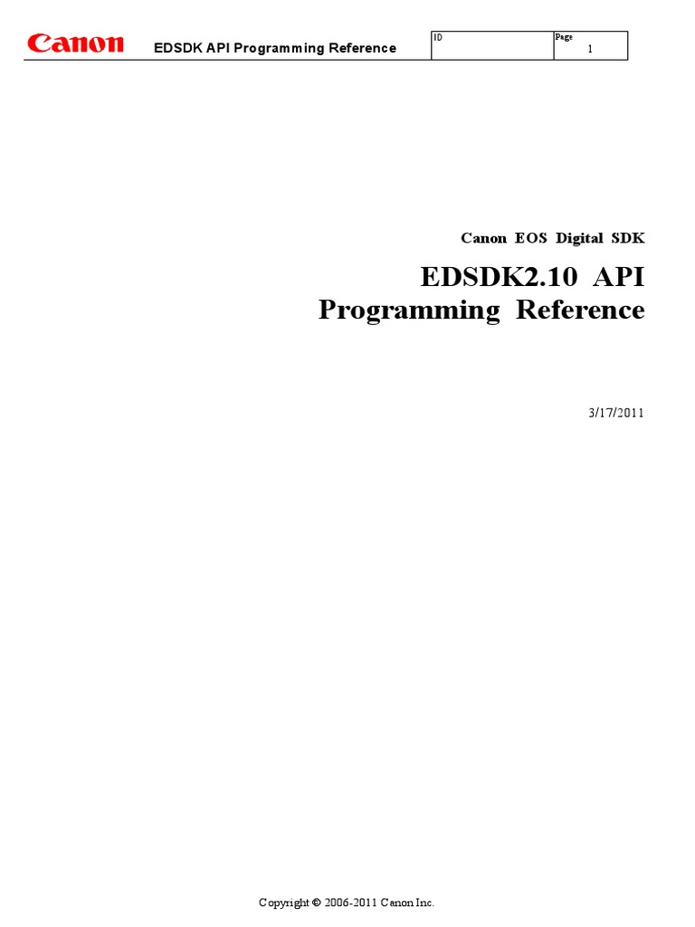 Edsdk Api | PDF | Canon Eos | Library (Computing)