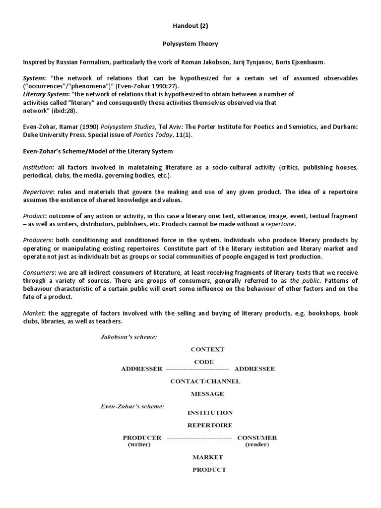 Handout-2-Polysystem Theory PDF | PDF | System | Translations