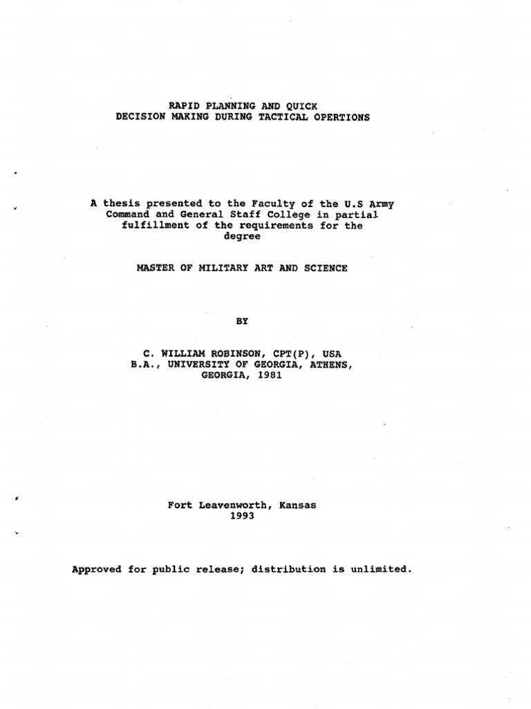 Tactical Rapid Planning and Quick Decision Making PDF | PDF | Command ...