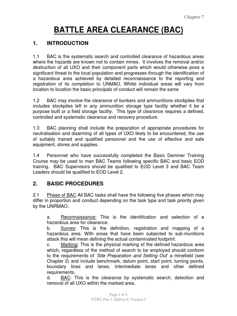 Battle Area Clearance PDF | PDF | Bomb Disposal | Cluster Munition