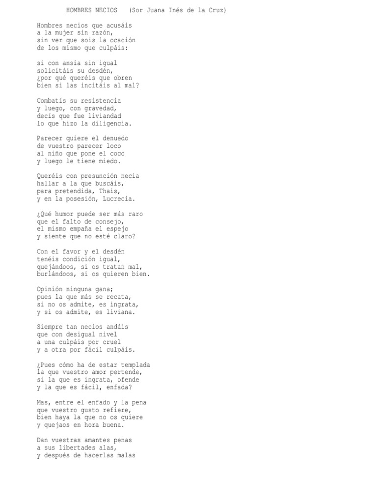 Sor Juana Inés de La Cruz - Hombres Necios | PDF