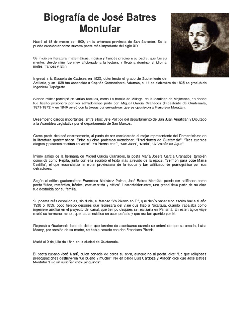 Biografía de José Batres Montufar | Guatemala