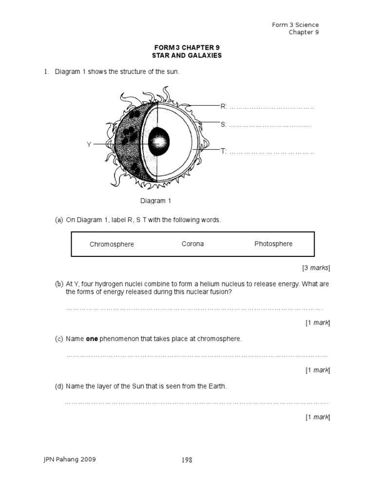 Form 3 Chapter 9 | PDF | Astrophysics | Sun