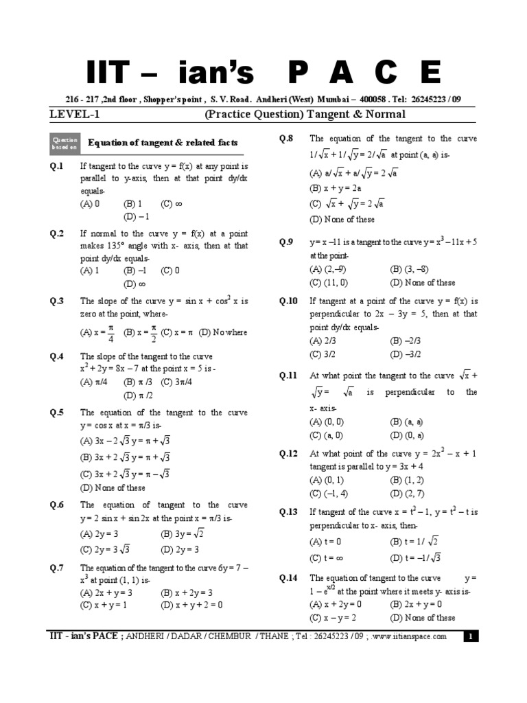 Application Of Derivative Tangent And Normal Monotonicity Maxima