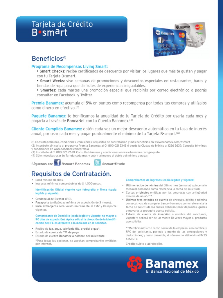 Beneficios y Requisitos Tarjeta B•smart | PDF | Tarjeta de débito | Dinero