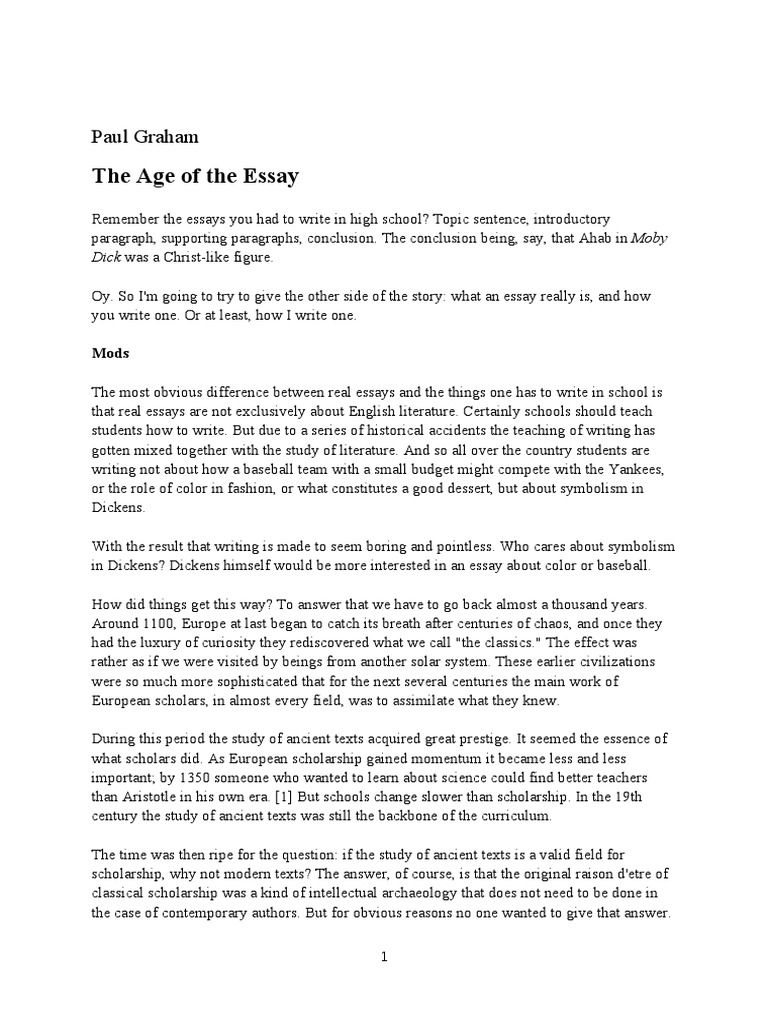 Esej, Paul Graham - The Age of The Essay | PDF | Thesis | Essays