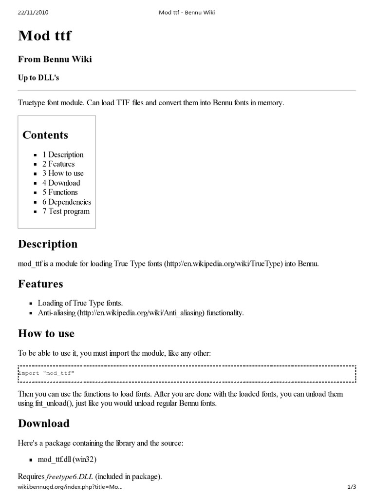 Mod TTF - Bennu Wiki | PDF | Areas Of Computer Science | System Software