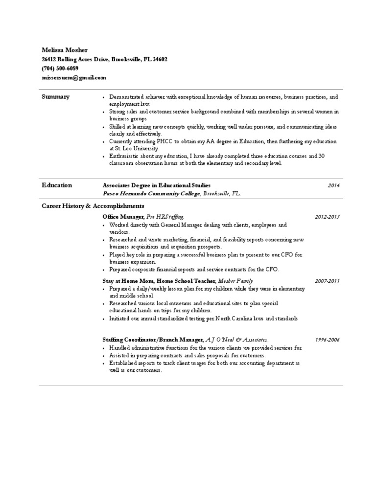 Melissa Mosher Resume | PDF