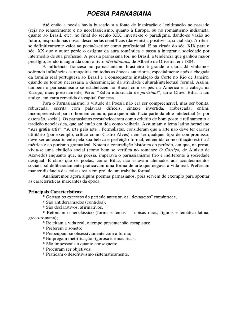 A Poesia Parnasiana no Brasil: Características e Principais Expoentes ...