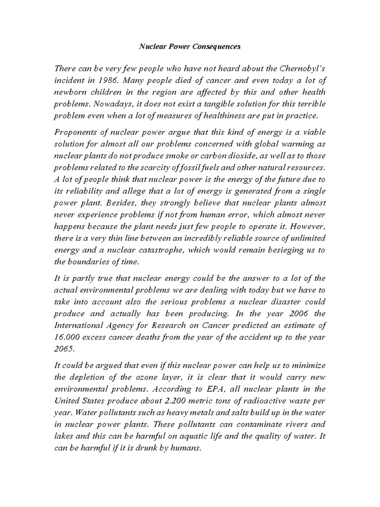 Nuclear Power Consequences | PDF | Environmental Issues | Nuclear Power