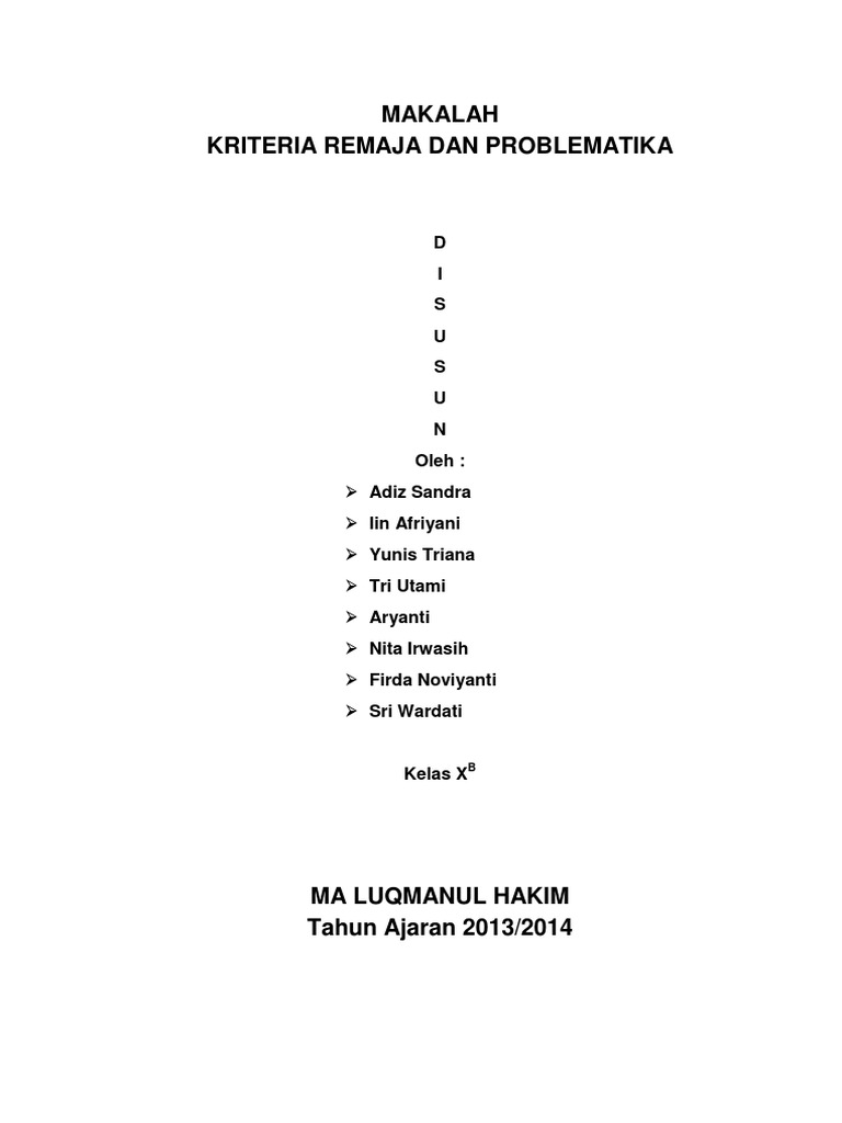 Makalah Remaja Dan Problematika | PDF