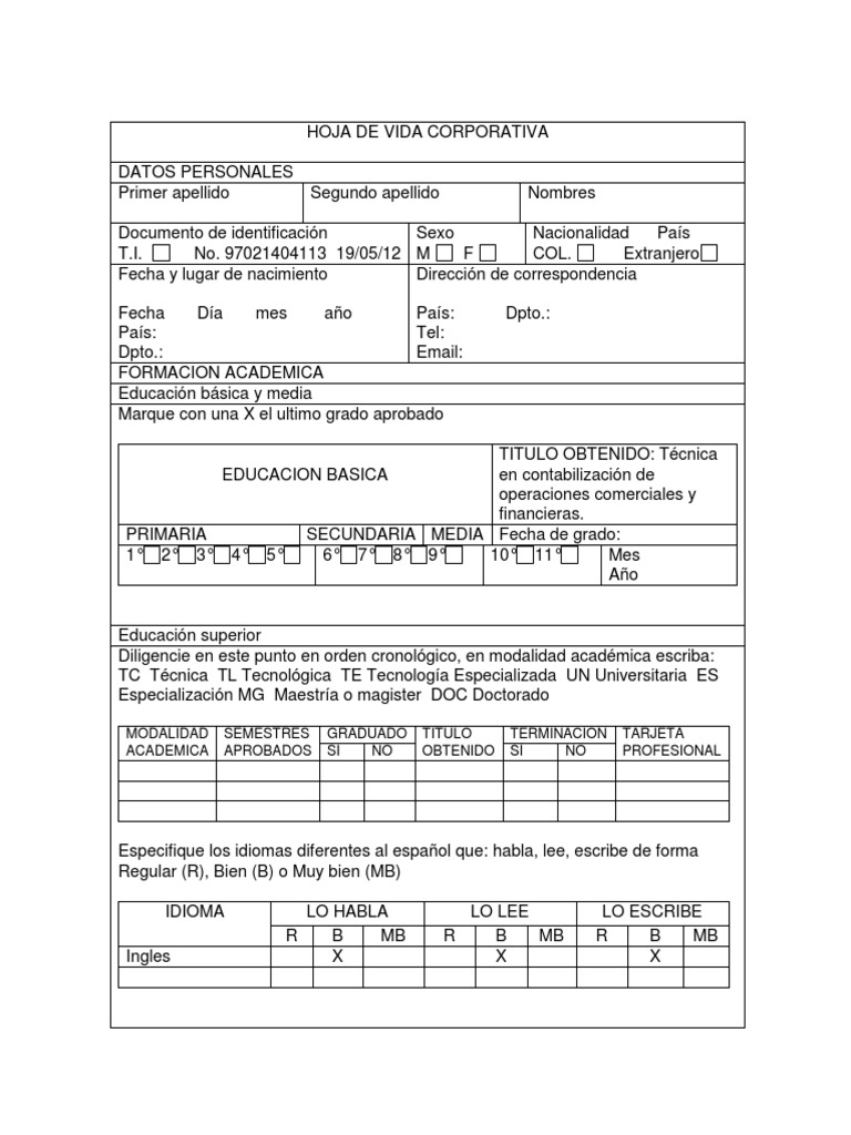 Hoja de Vida Corporativa-1 PDF | PDF