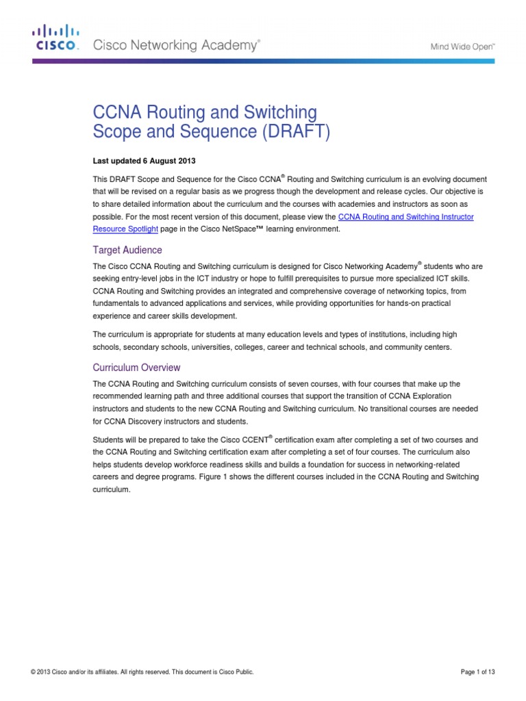 CCNA Routing and Switching Scope and Sequence PDF | PDF | Cisco ... CCNA Routing and Switching Scope and Sequence PDF | PDF | Cisco ...