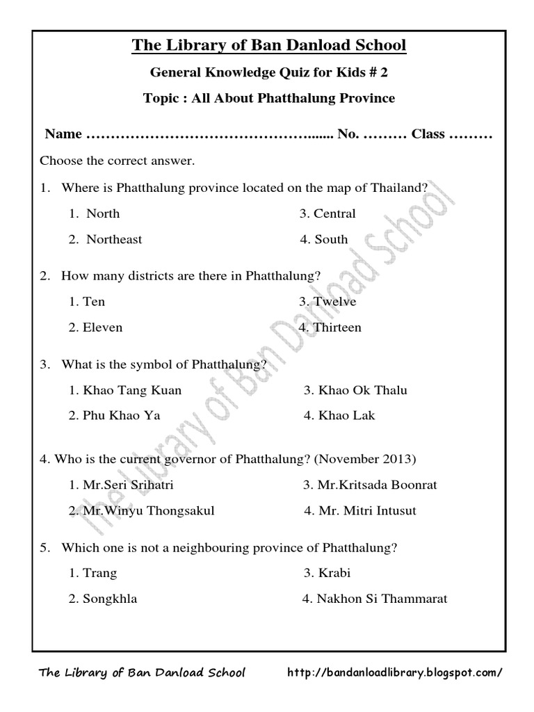 General Knowledge Quiz For Kids 2 PDF | PDF