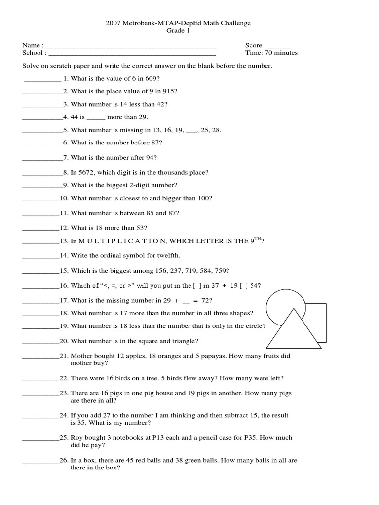MTAP 2007 Grade I.docx | Mathematics | Free 30-day Trial | Scribd