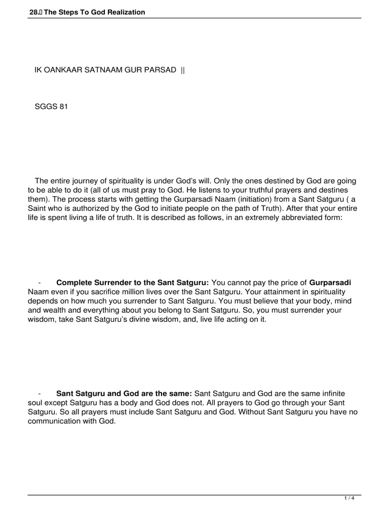 28 The Steps To God Realization PDF | PDF | Meditation | Prayer