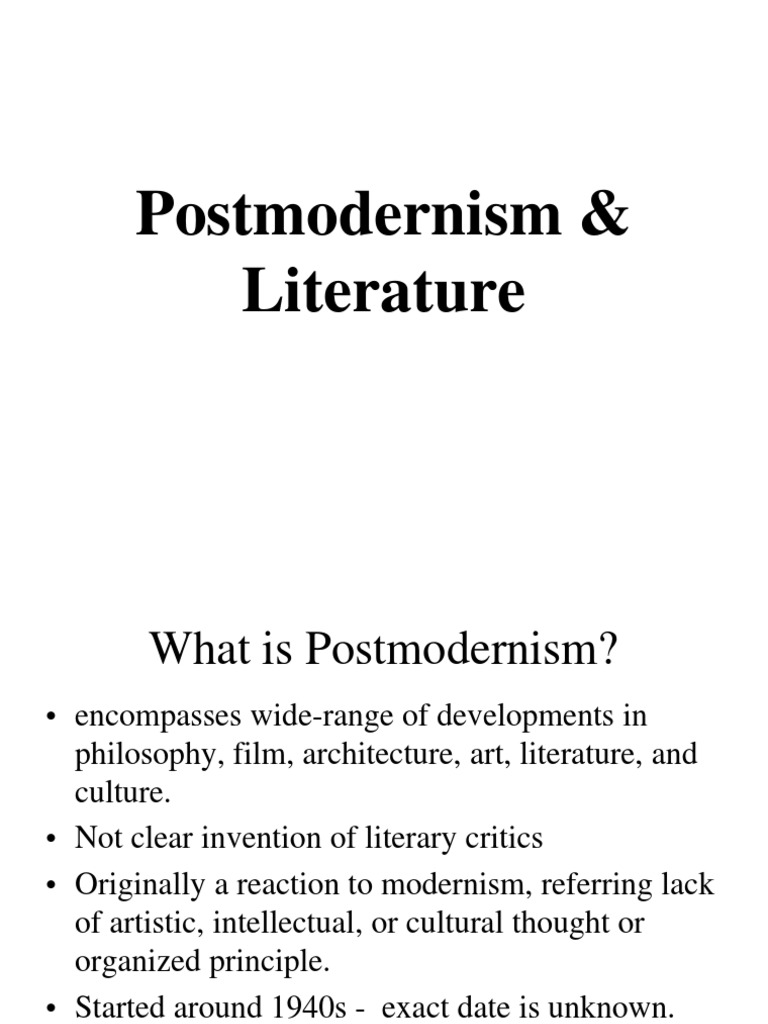 Postmodernism & Literature | PDF | Postmodern Literature | Postmodernism
