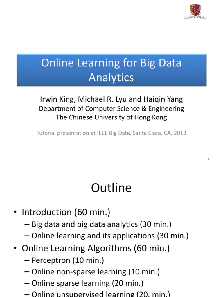 Online Learning For Big Data Analytics | PDF | Big Data | Applied ...