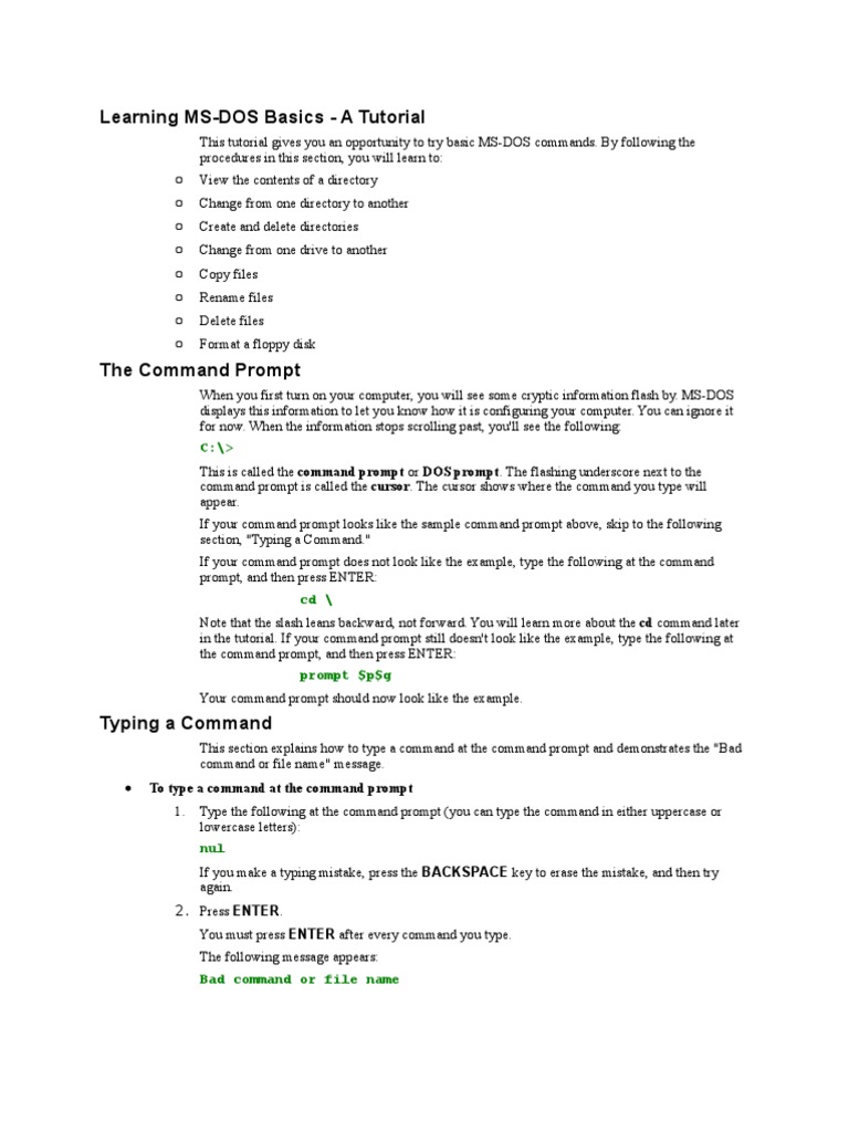 Learning MS DOS | PDF | Computer File | Command Line Interface