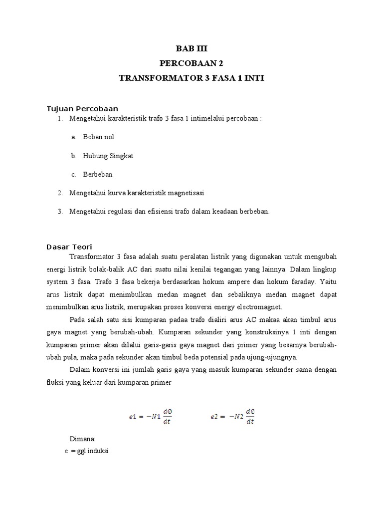 Transformator 3 Fasa 1 Inti | PDF