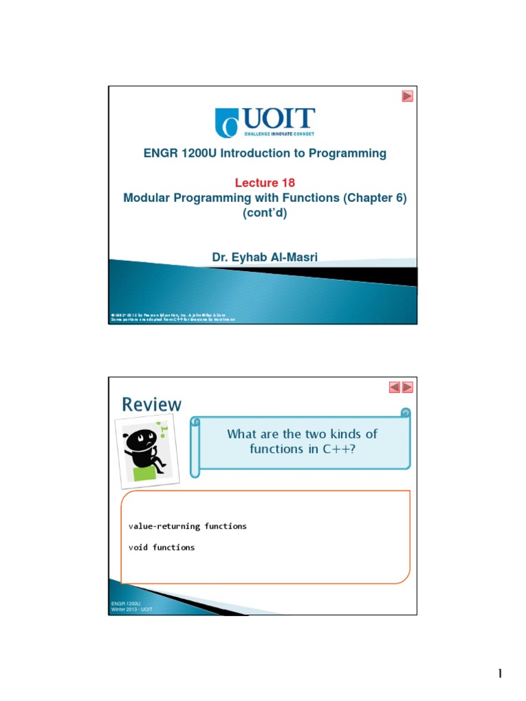 Engr 1200u Introduction To Programming What Are The Two Kinds Of Functions In C Pdf