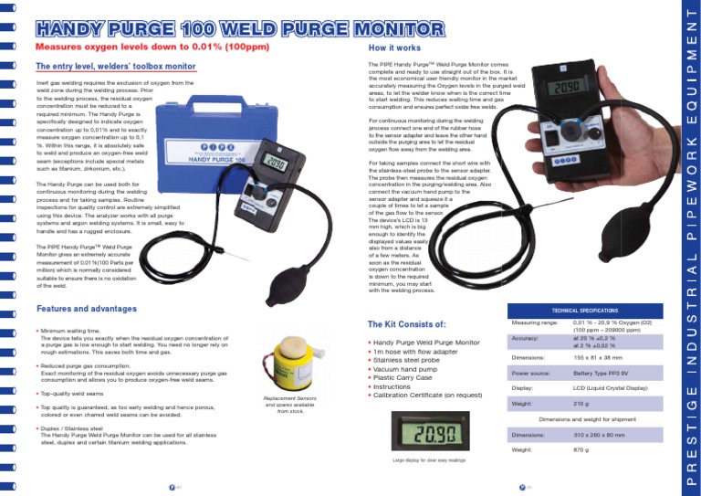 Handy Purge 100 Weld Purge Monitor.pdf | Welding | Oxygen