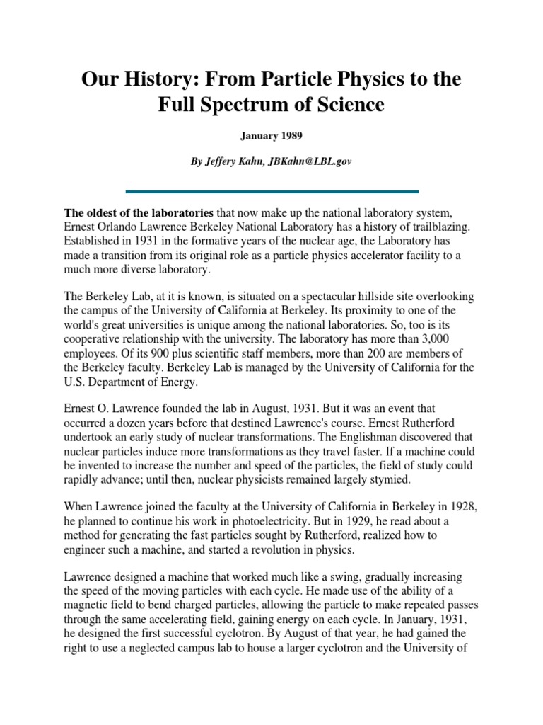 Berkeley Lab's Evolution in Science | PDF | Nuclear Weapons | Particle ...