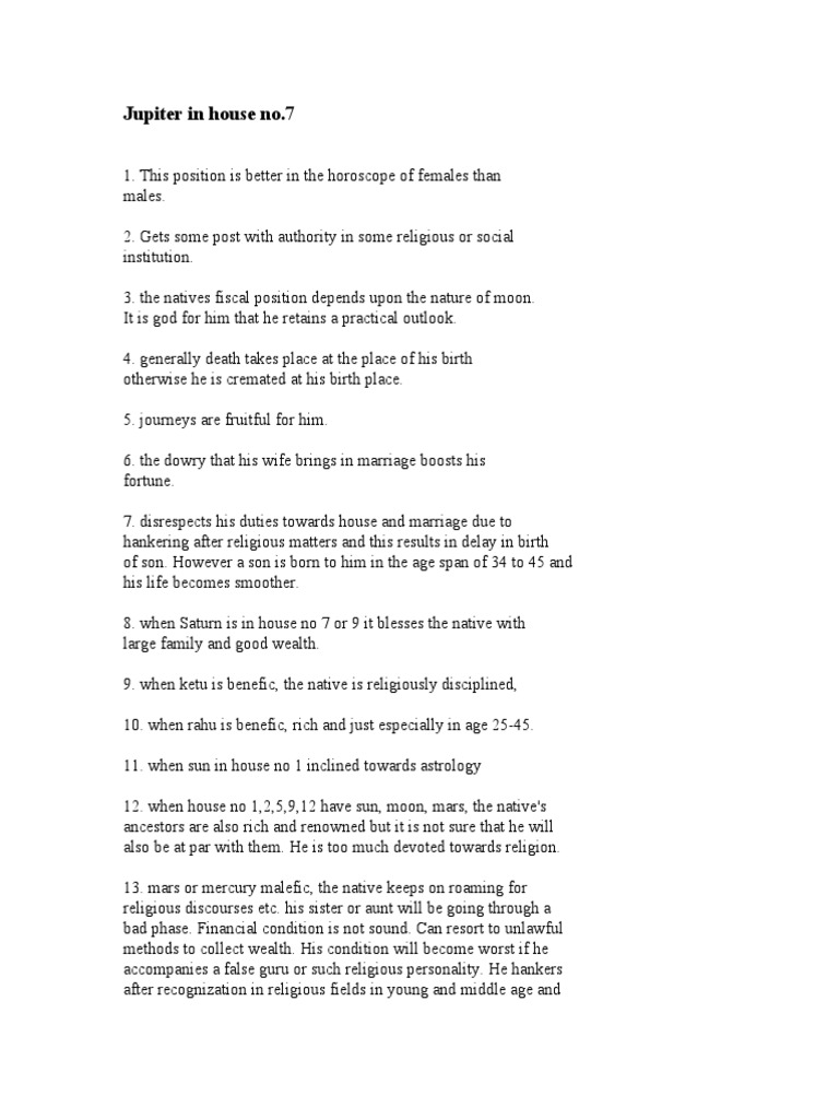 Jupiter in House 7 | PDF | Planets In Astrology | Astrology