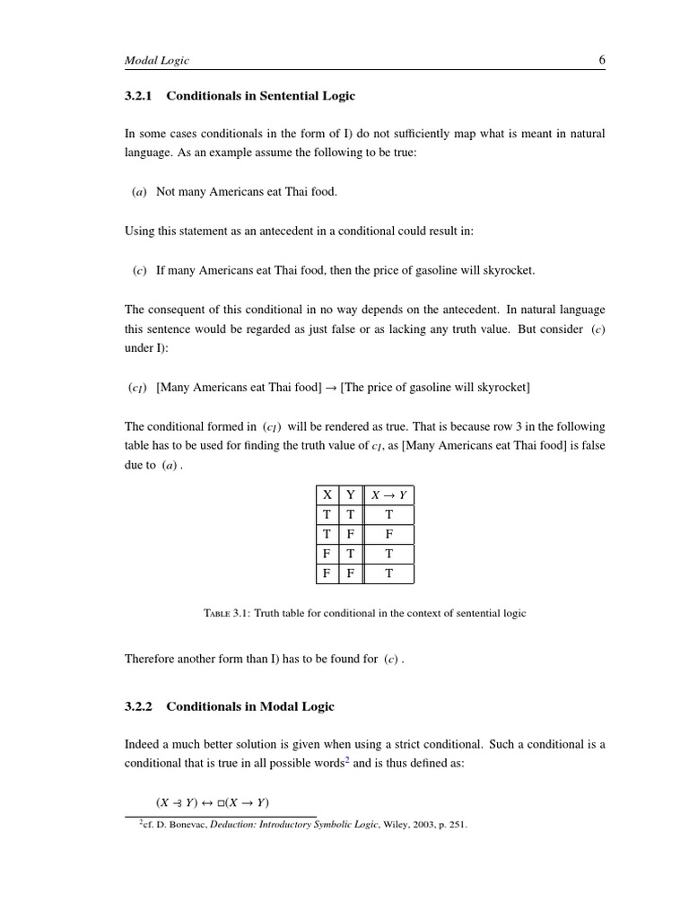 Table 3.1: Truth Table For Conditional in The Context of Sentential Logic | PDF | Logic ...