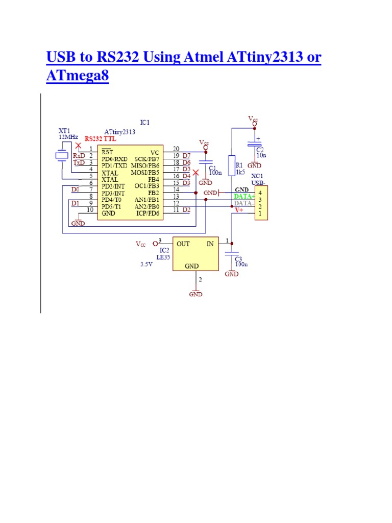 USB-to-RS232 Using Atmel ATtiny2313 or ATmega8 | PDF | Usb | Device Driver