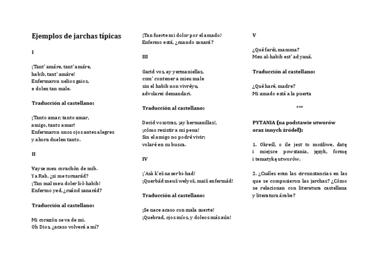 Ejemplos de Jarchas | PDF | Poesía