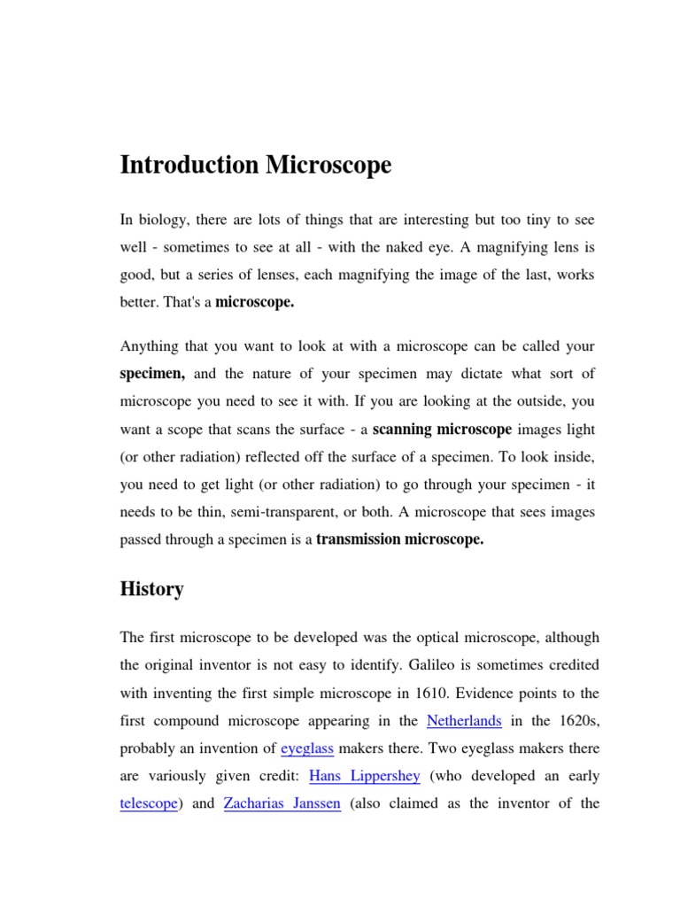 Introduction Microscope | Download Free PDF | Microscope | Microscopy