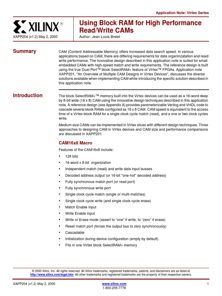 Xapp204 PDF | PDF | Vhdl | Random Access Memory