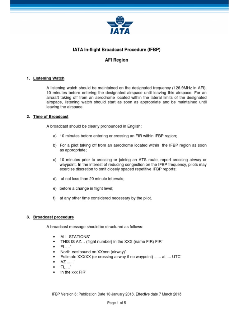 IFBP - Effective 070313 Ver 6 | PDF | Transponder (Aeronautics) | Aviation