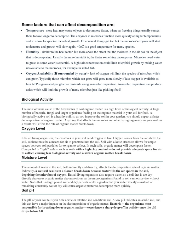 Some Factors That Can Affect Decomposition Are | PDF | Decomposition ...