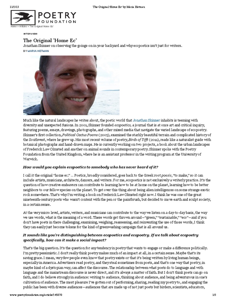 Jonathan Skinner on Ecopoetics | PDF