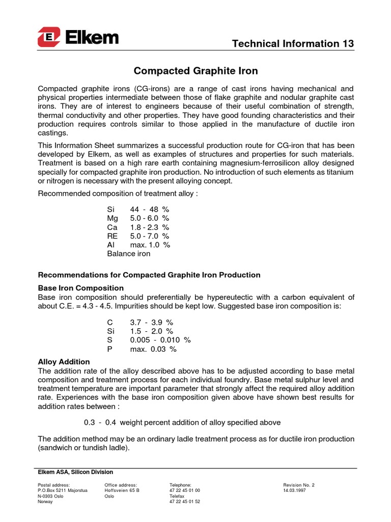 Compacted Graphite Iron Properties