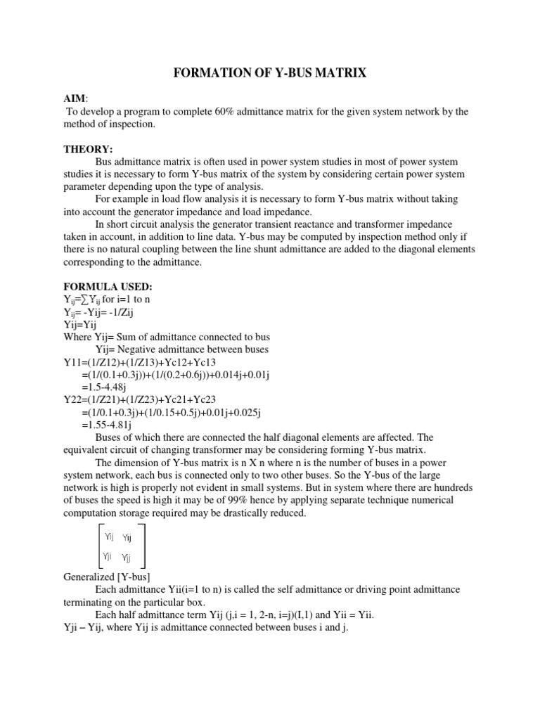 Formation of Y-Bus Matrix: Ij Ij Ij | PDF | Matrix (Mathematics ...