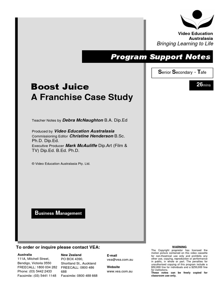 Boost Juice: A Franchise Case Study | Download Free PDF | Franchising | Business