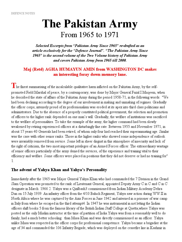 The Pakistan Army From 1965 To 1971 | PDF | Pakistan Army | Pakistan
