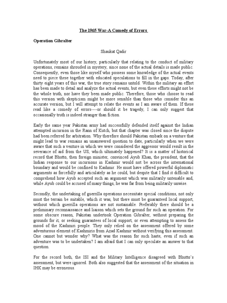 The 1965 War-A Comedy of Errors Operation Gibralter | PDF | Division ...