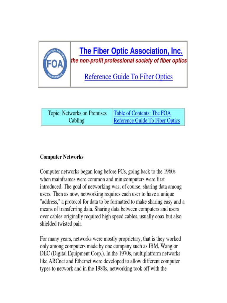 The Fiber Optic Association, Inc.: Reference Guide To Fiber Optics ...