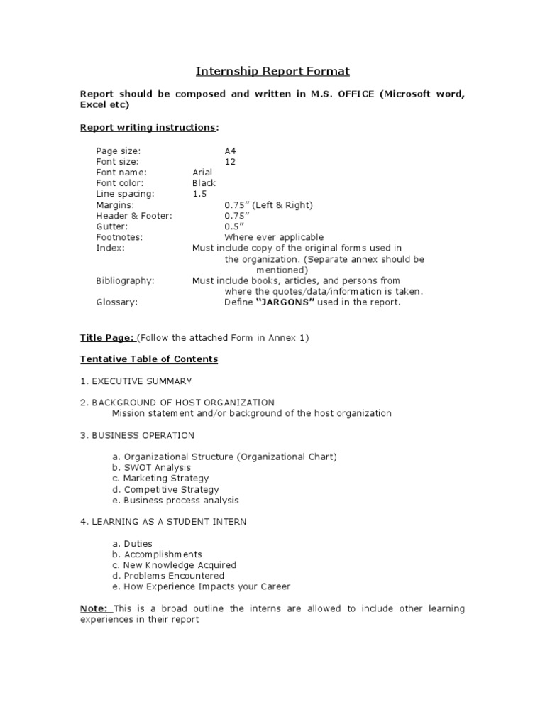 Internship Report Writing Guidelines | PDF | Microsoft Excel ...