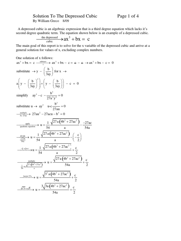 Cubic Equations | PDF | Variable (Mathematics) | Equations