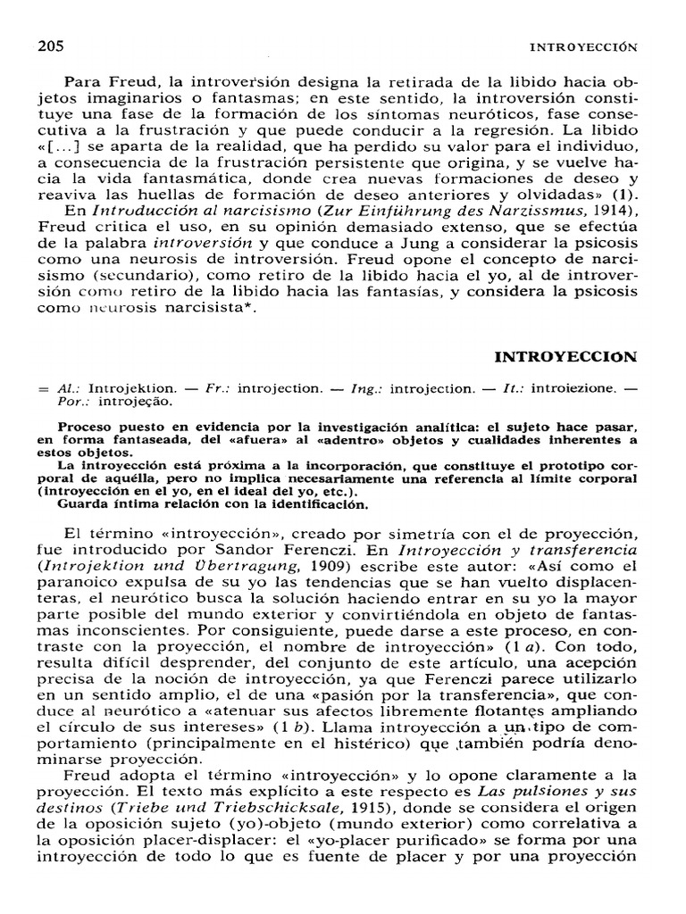 Introyección | PDF | Neurosis | Psicoanálisis