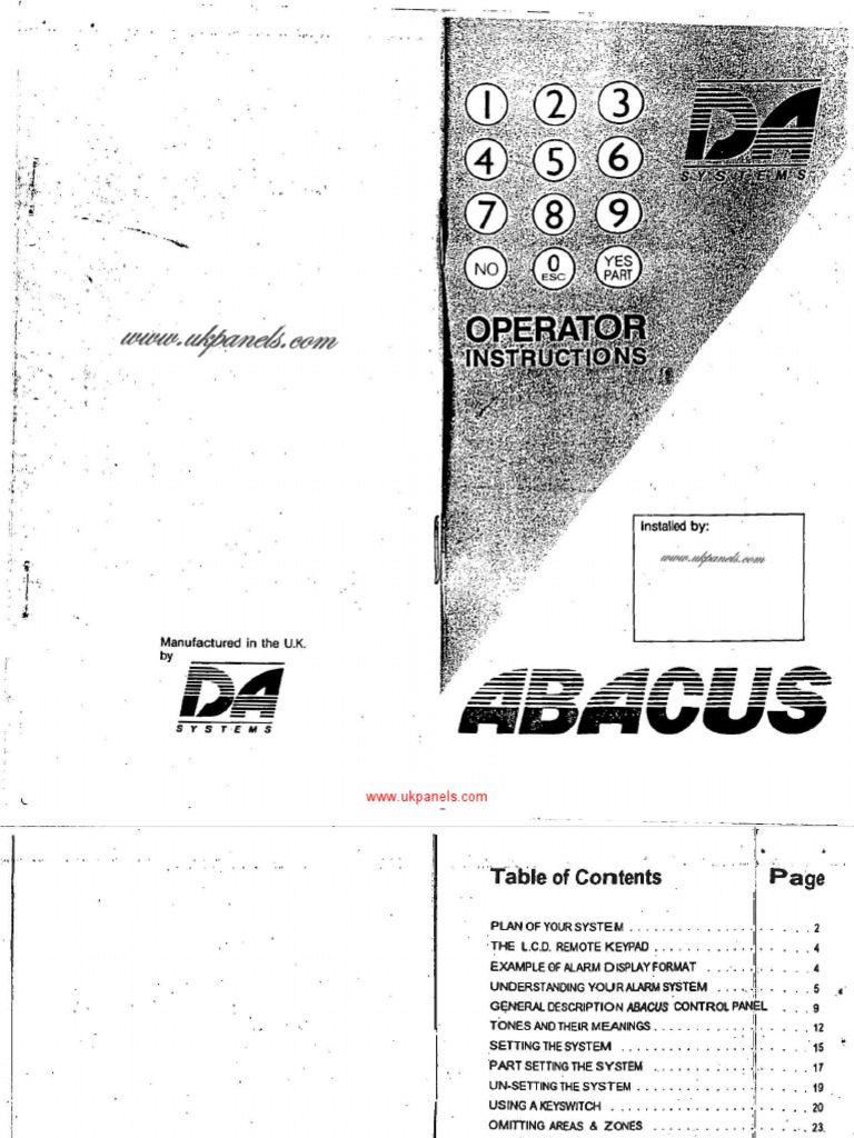 Abacus 64 User Manual Original PDF | PDF | Security Alarm | Computing And Information Technology