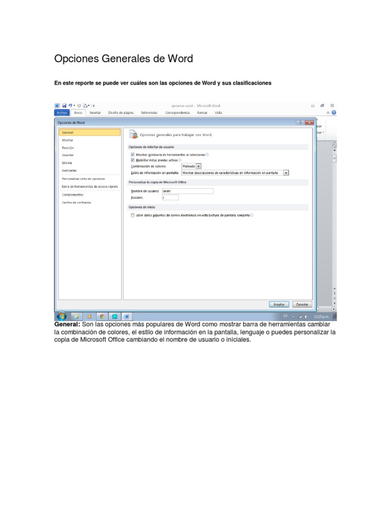 Opciones Word | PDF | Microsoft Word | Documento