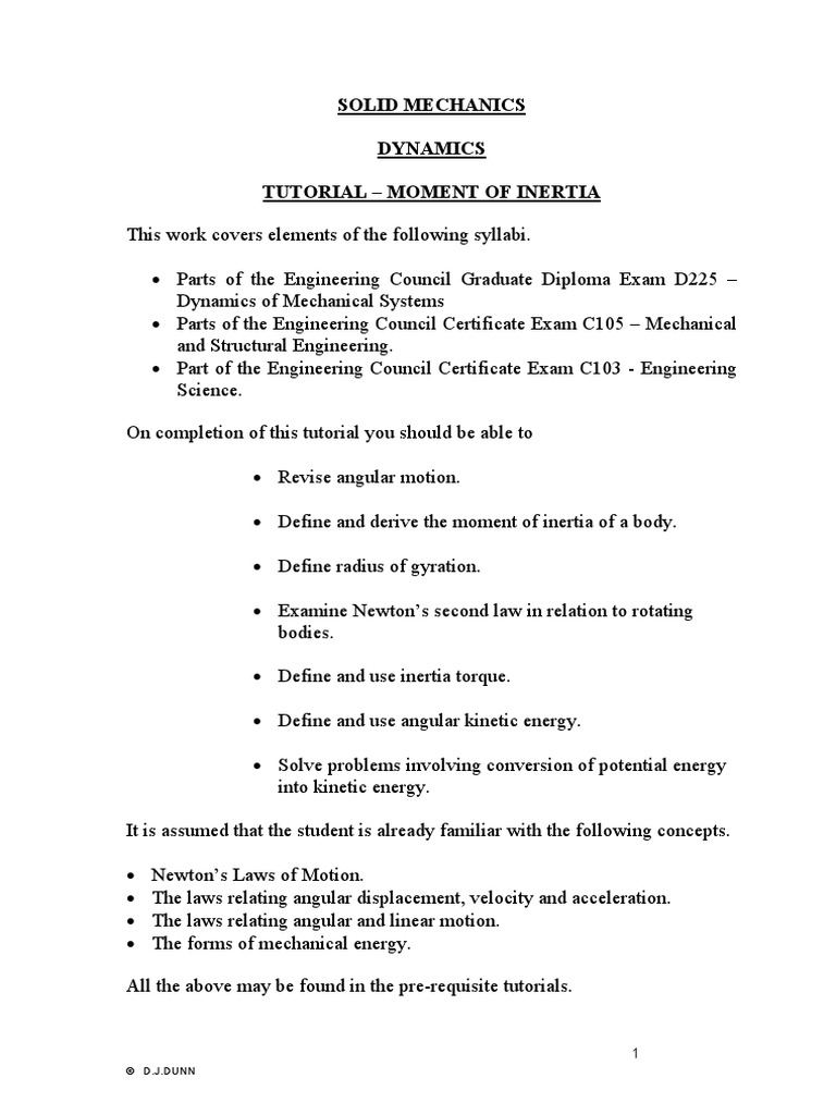 Moment of Inertia Dynamics Tutorial | PDF | Business